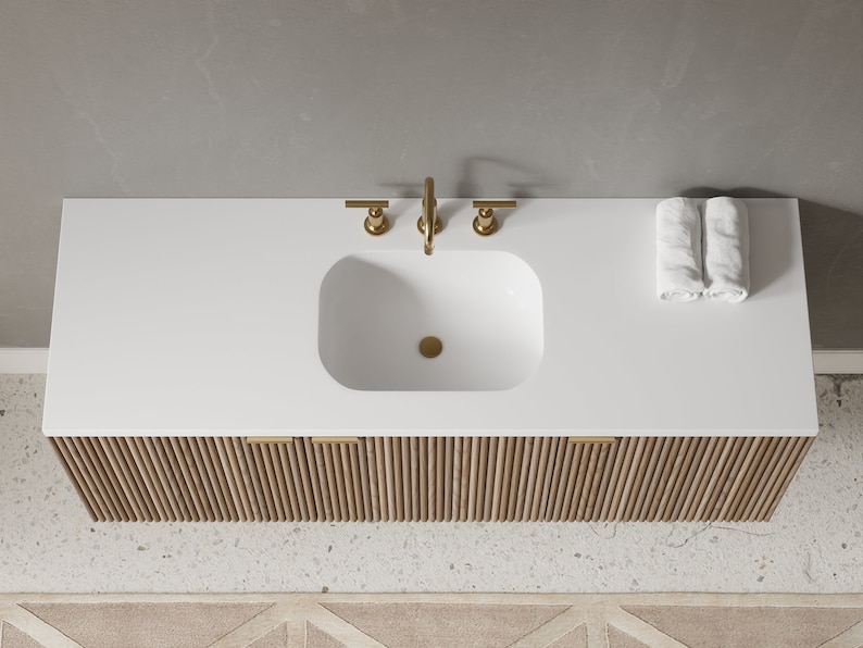 Floating Bathroom Vanity Fluted Wood FREE SHIPPING - Etsy