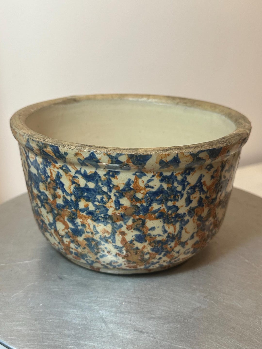 Antique Redwing Spongeware Bowl - Etsy