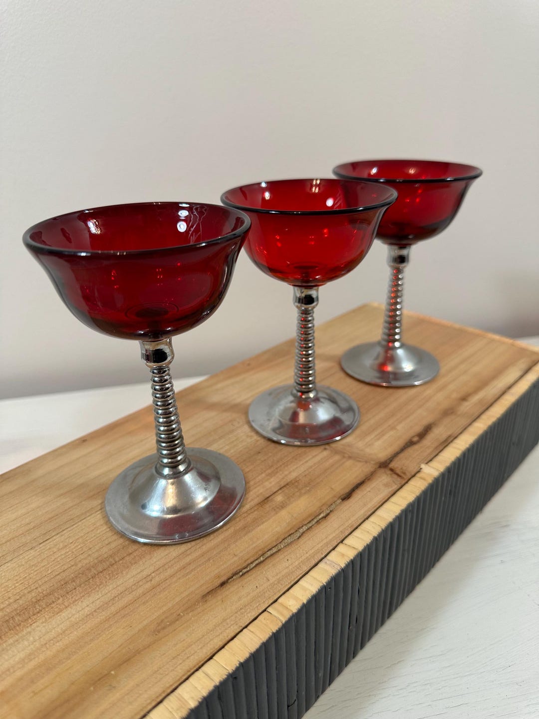 Vintage Art Deco Ruby Red Stemware - Etsy