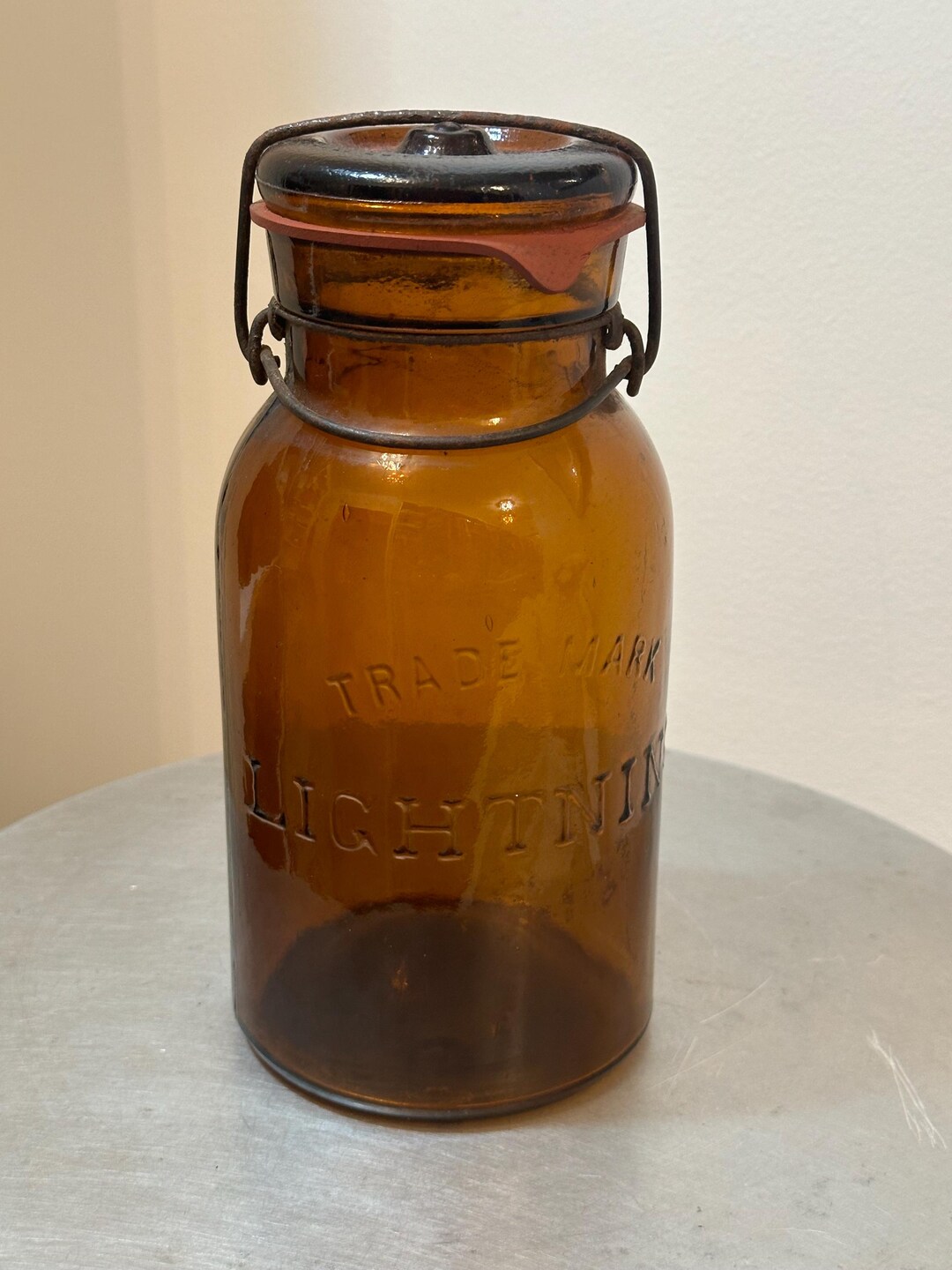 Antique Trade Mark Lightning Amber Canning Jar (putman 193) - Etsy