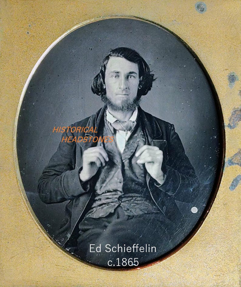 2 X TOMBSTONE Founding Father ED SCHIEFFELIN 1/6th Plate Daguerreotype ...