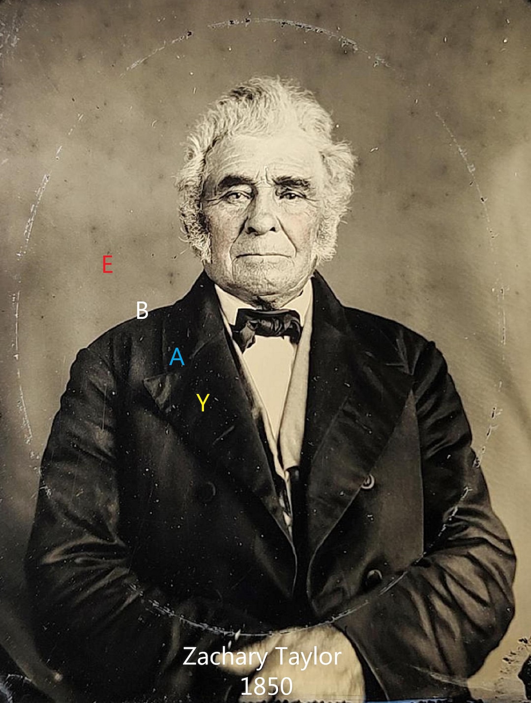 12th President ZACHARY TAYLOR C.1855 Ambrotype COPY of a Daguerreotype ...