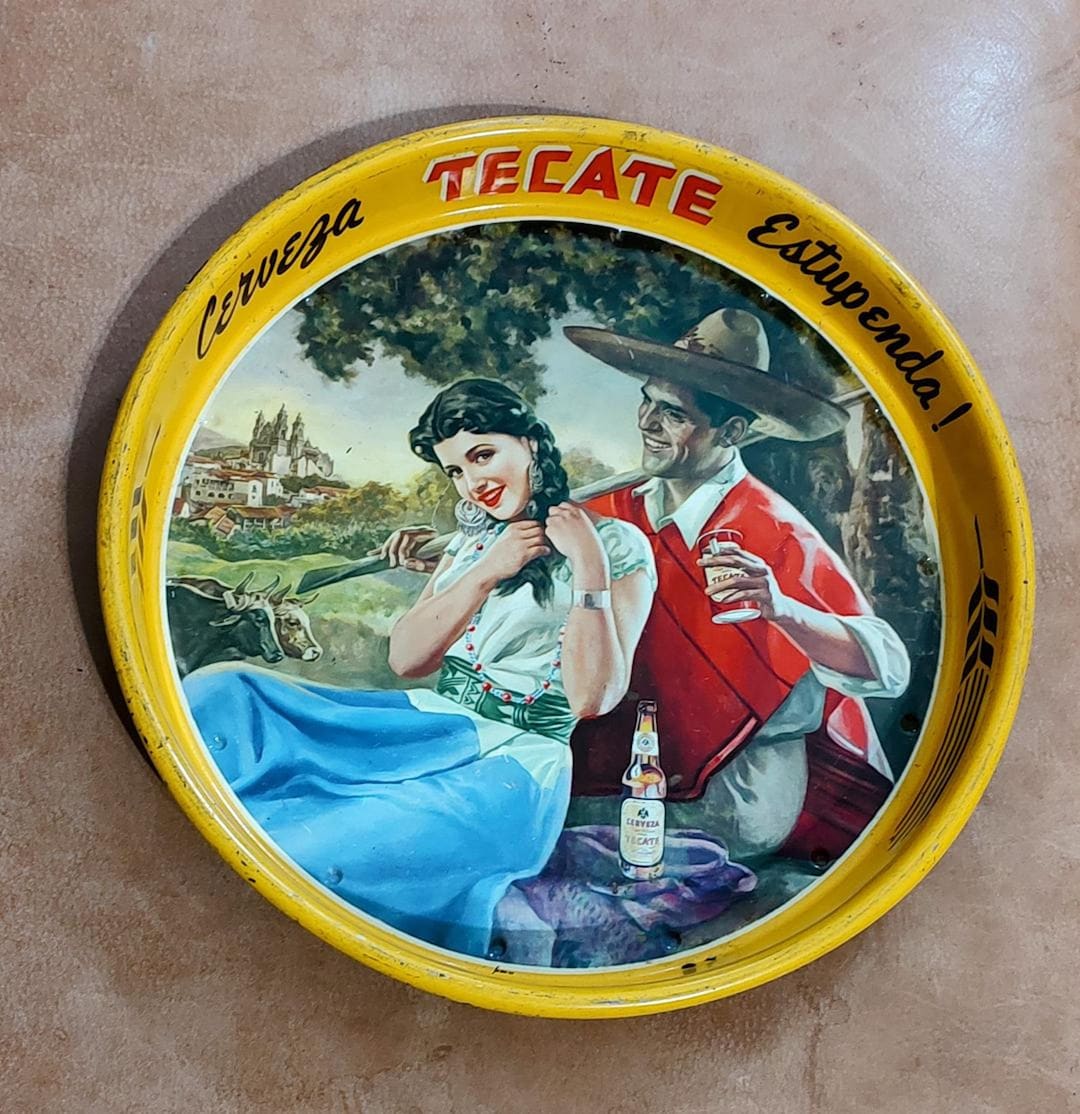 Vintage TECATE Cerveza Advertising 13.375 MEXICO Beer Tray VG ...