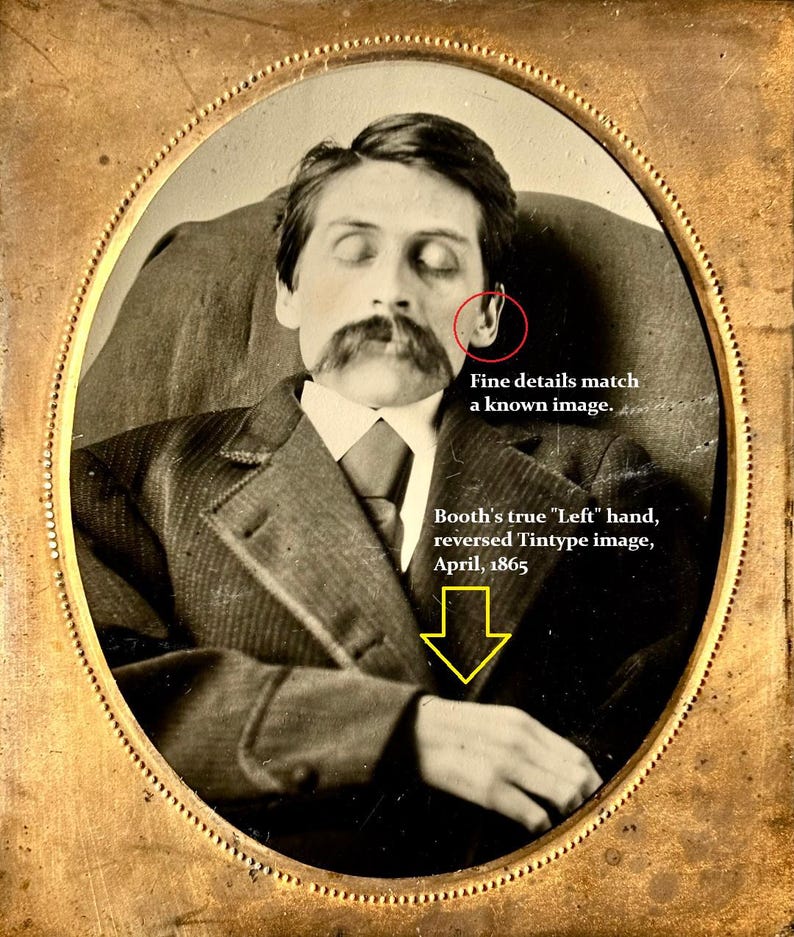JOHN WILKES BOOTH Lost Death Photo Ordered by Edwin Stanton 1/6th ...