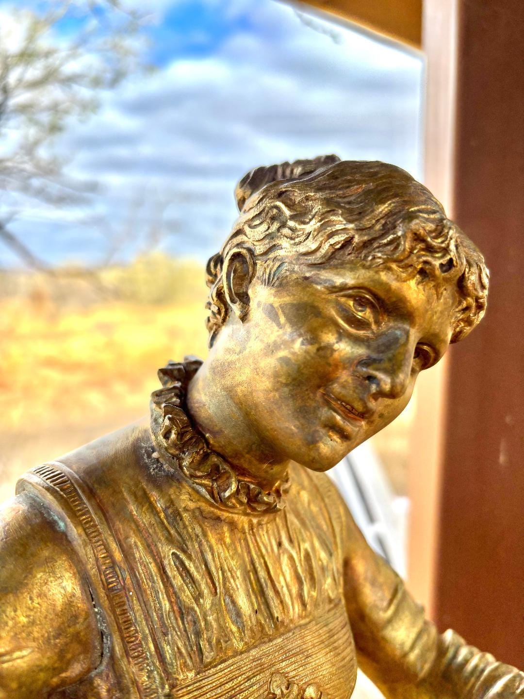 Antique SPELTER WOMAN About 24" Tall and 25lbs. (damaged) but BEAUTIFUL ...