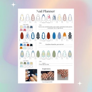 Nail Art Planner Large Nail Design Template W/color Palette (digital ...