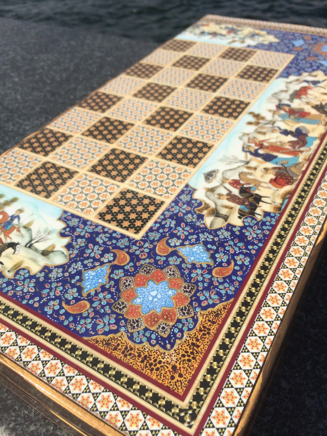 Luxury Backgammon Set, Handmade Persian Khatam Wooden Game Board ...