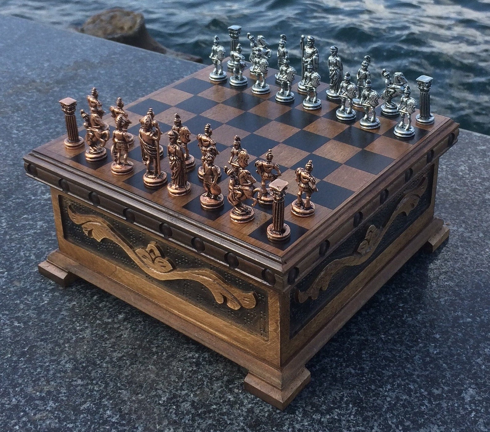 Puzzle Chess, Chess Set With Board Handmade, Chess Set With Board and ...