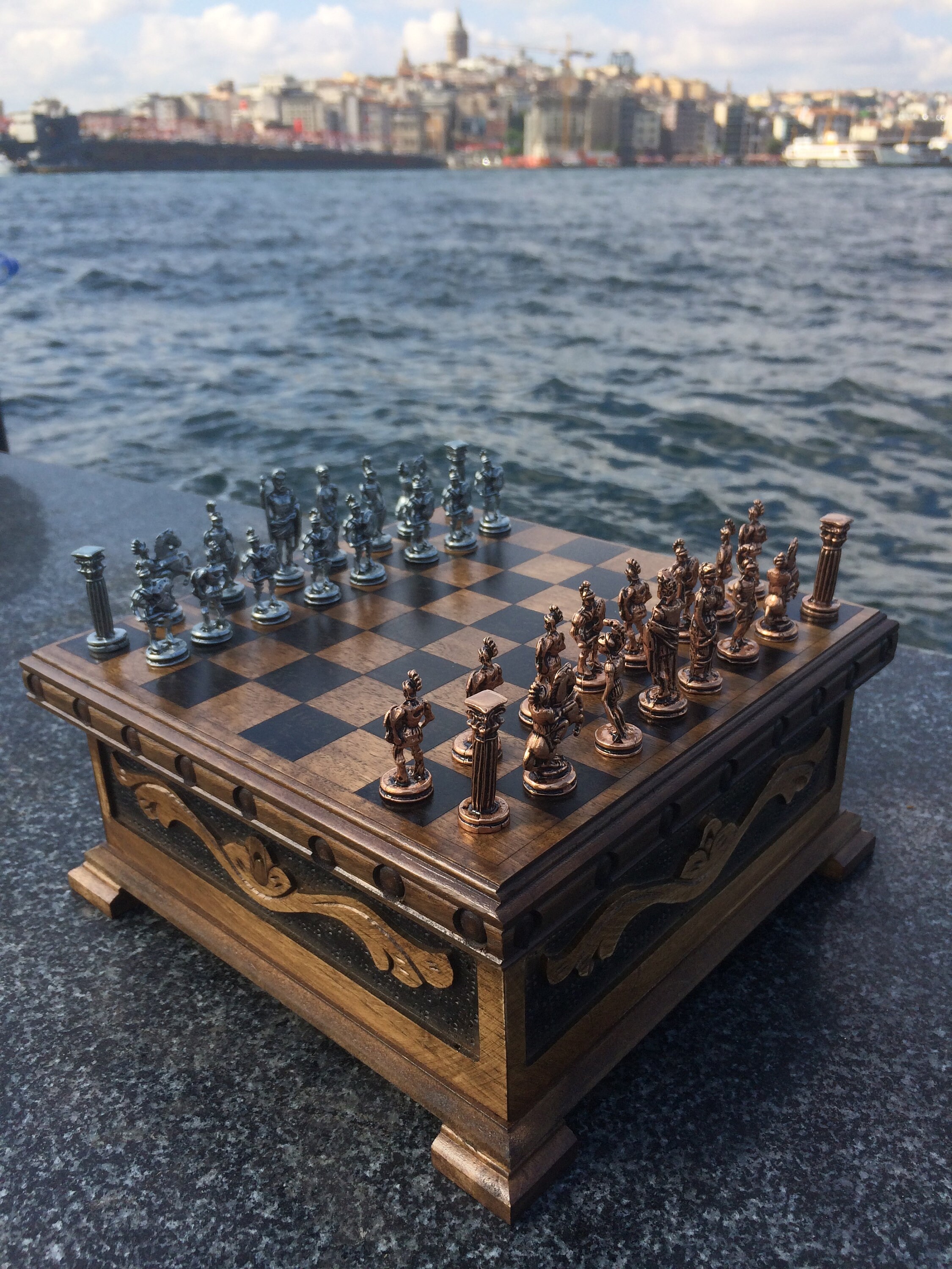 Puzzle Chess, Chess Set With Board Handmade, Chess Set With Board and ...