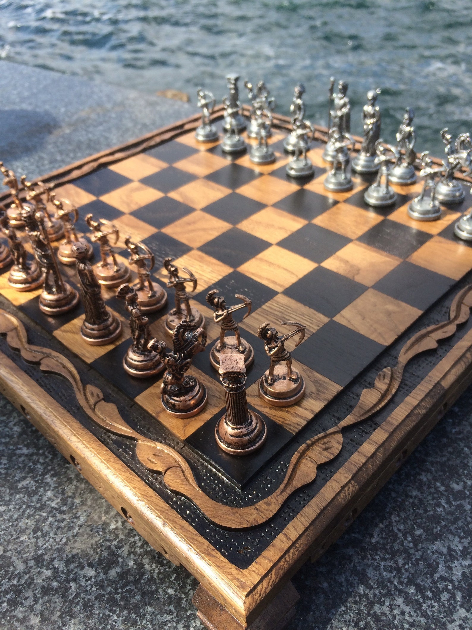 Metal Stone Wooden Chess Set, Elegant Chess Set, Chess Set, Chess Set ...