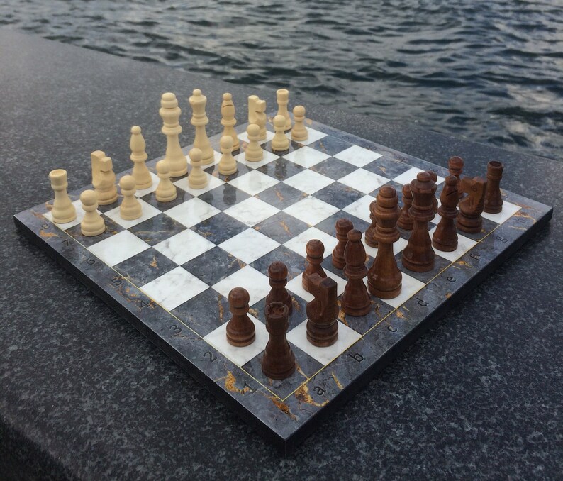 Chess Set, Chess Set With Board, 36x36 Cm Board With Marble Pattern ...
