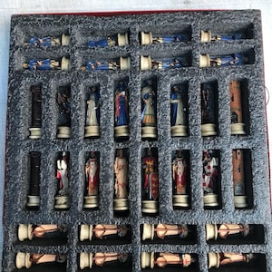 Elegant Crusaders Chess Set, Handcrafted Solid Walnut Vintage Chess ...