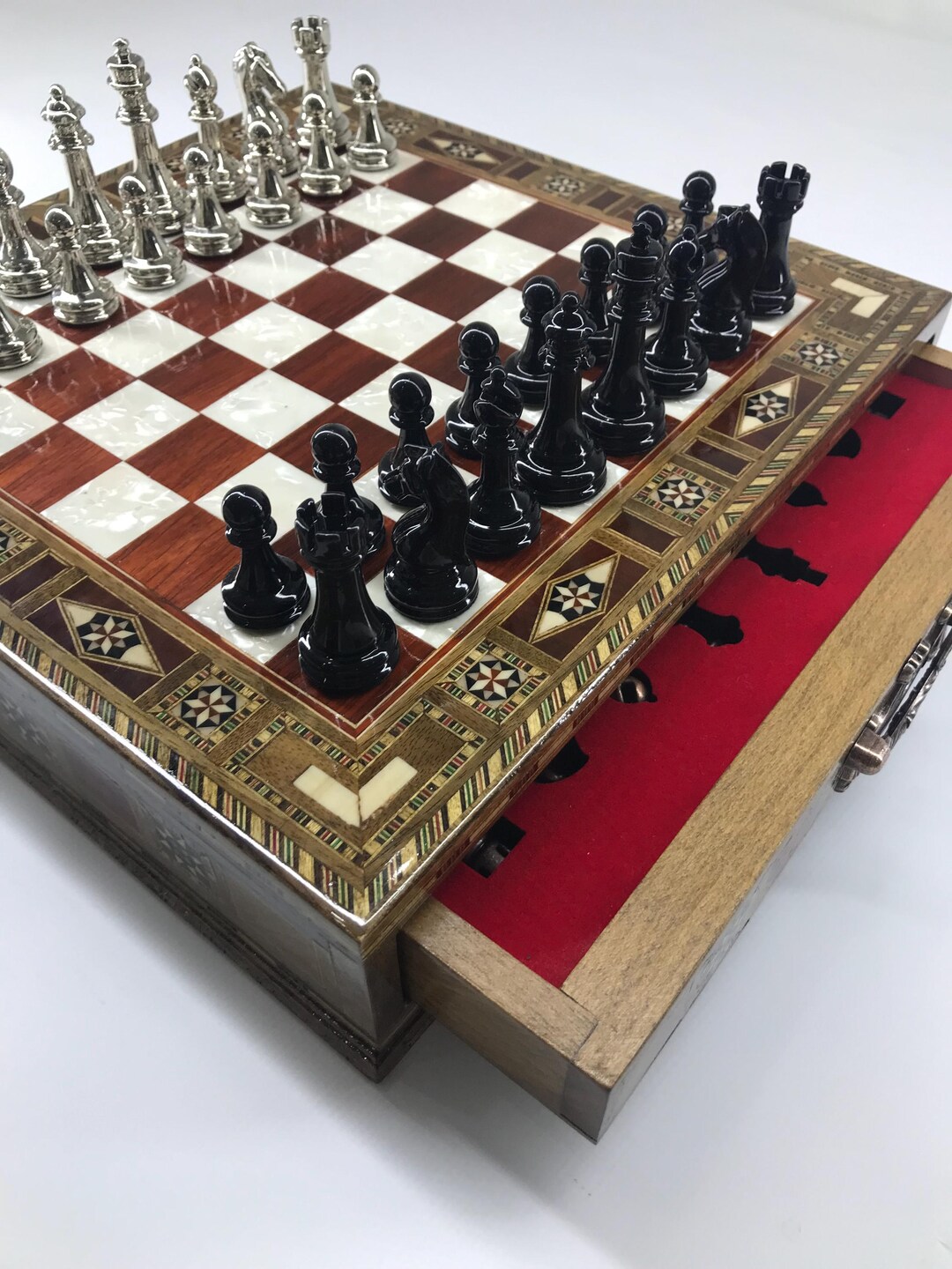 Luxury Metal Stone Wooden Chess Set, Elegant Chess Set, Chess Set ...