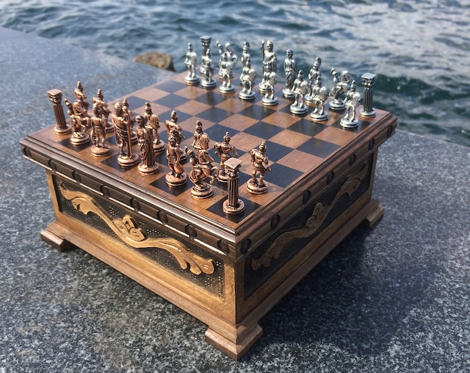 Personalized Boxed Puzzle Chess Set With Hidden Compartment With Chess ...