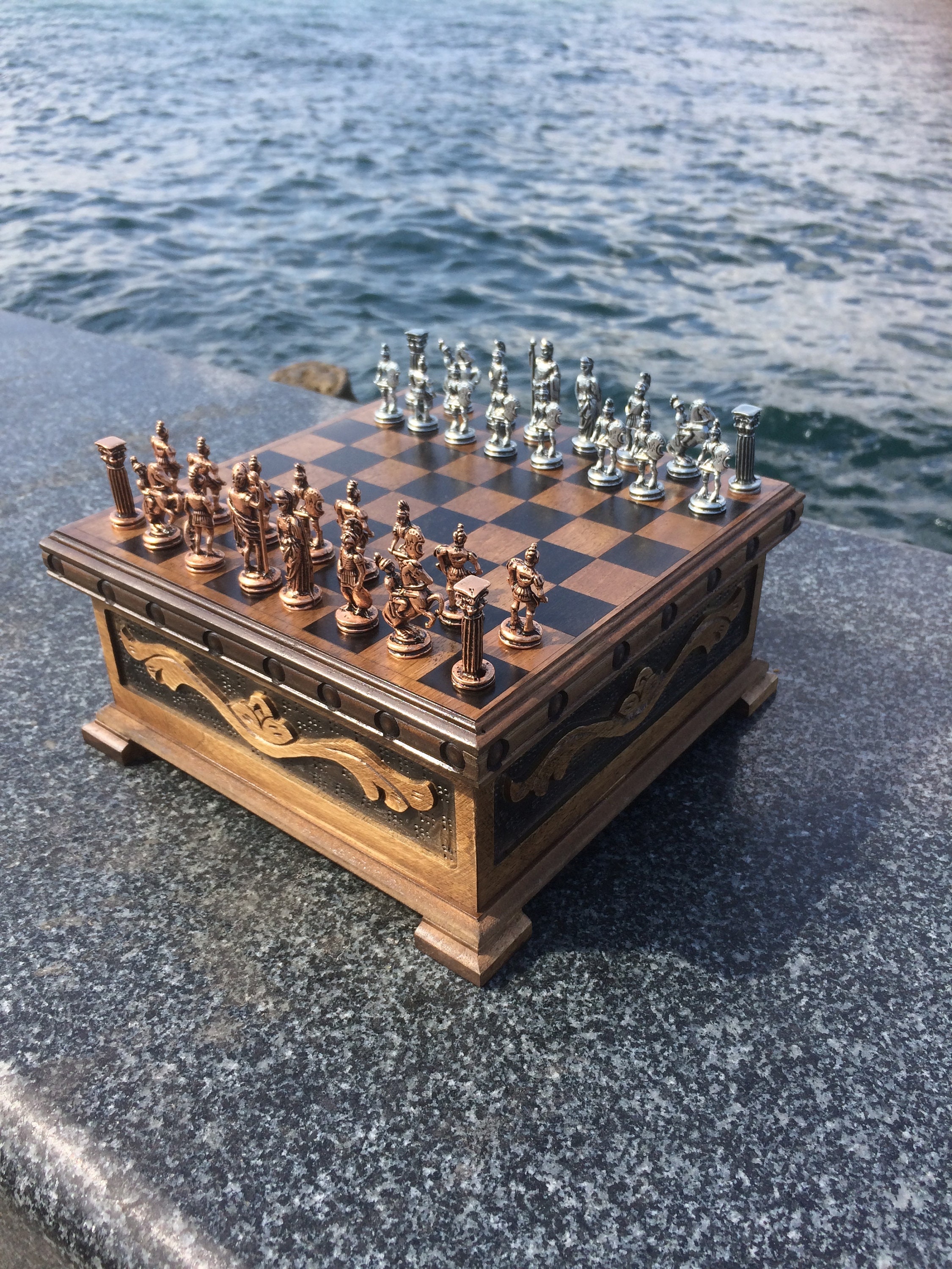 Puzzle Chess, Chess Set With Board Handmade, Chess Set With Board and ...