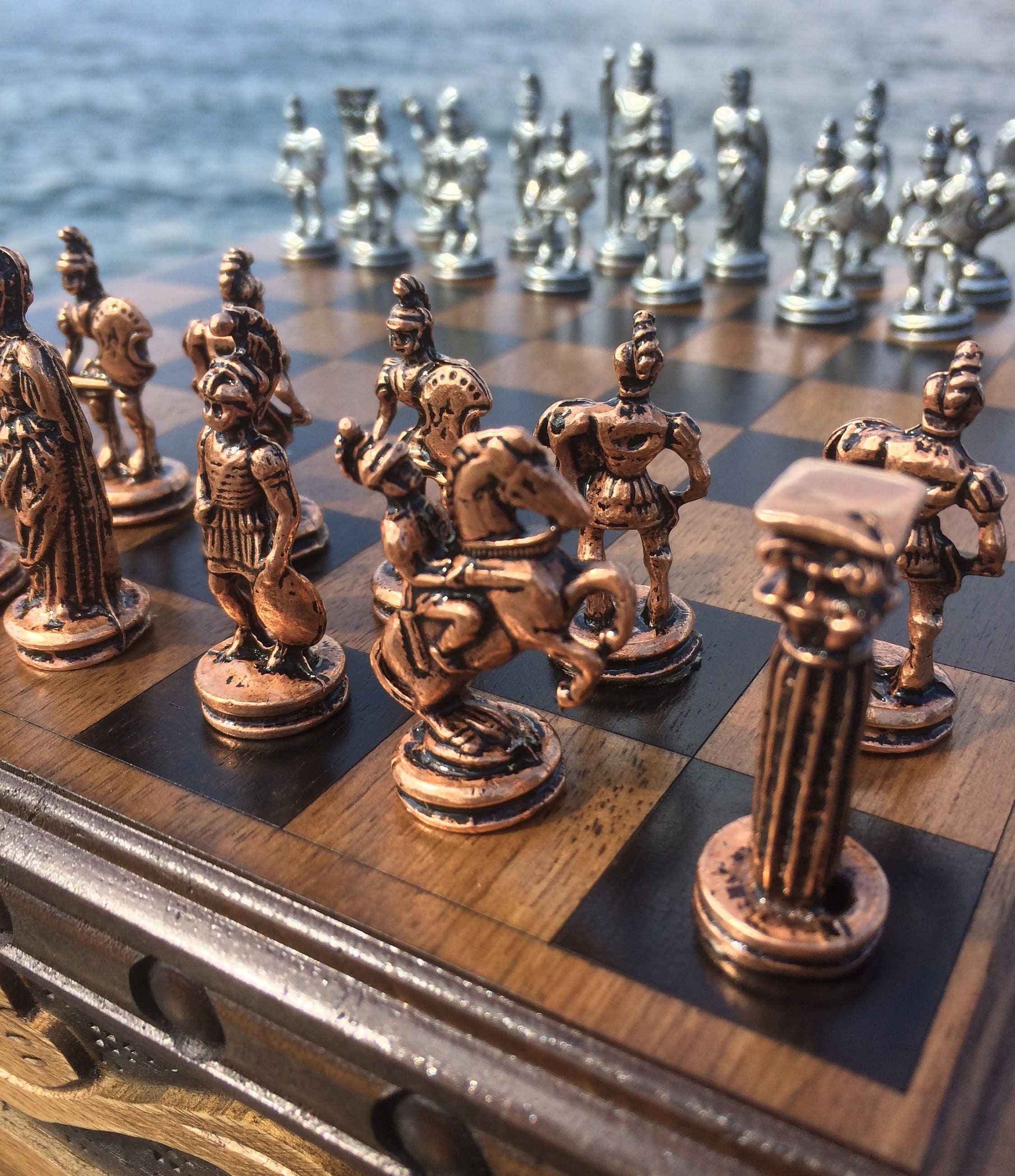 Puzzle Chess, Chess Set With Board Handmade, Chess Set With Board and ...