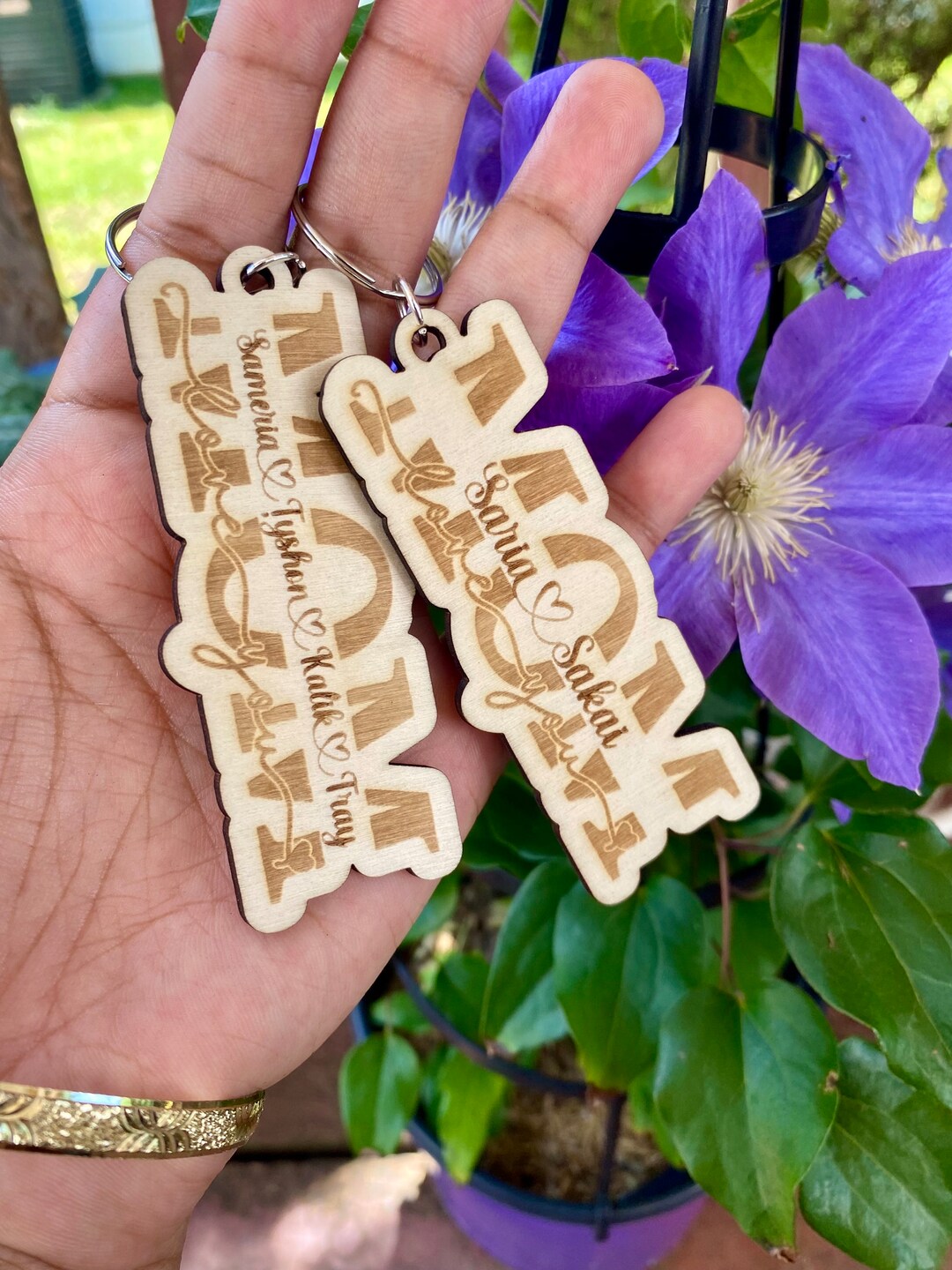 Personalized Mom Keychain, Mother’s Day Keychain, Handmade Wooden ...