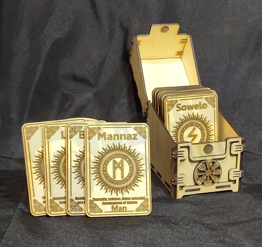 Wooden Engraved Runes Set With Box - Etsy