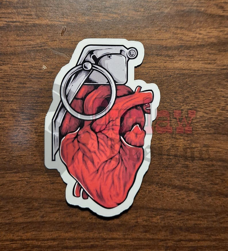 Heart Grenade Sticker - Etsy