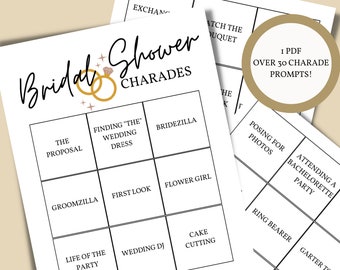 Bridal Shower Charades Game | Wedding Charades Cards | Printable Bridal ...