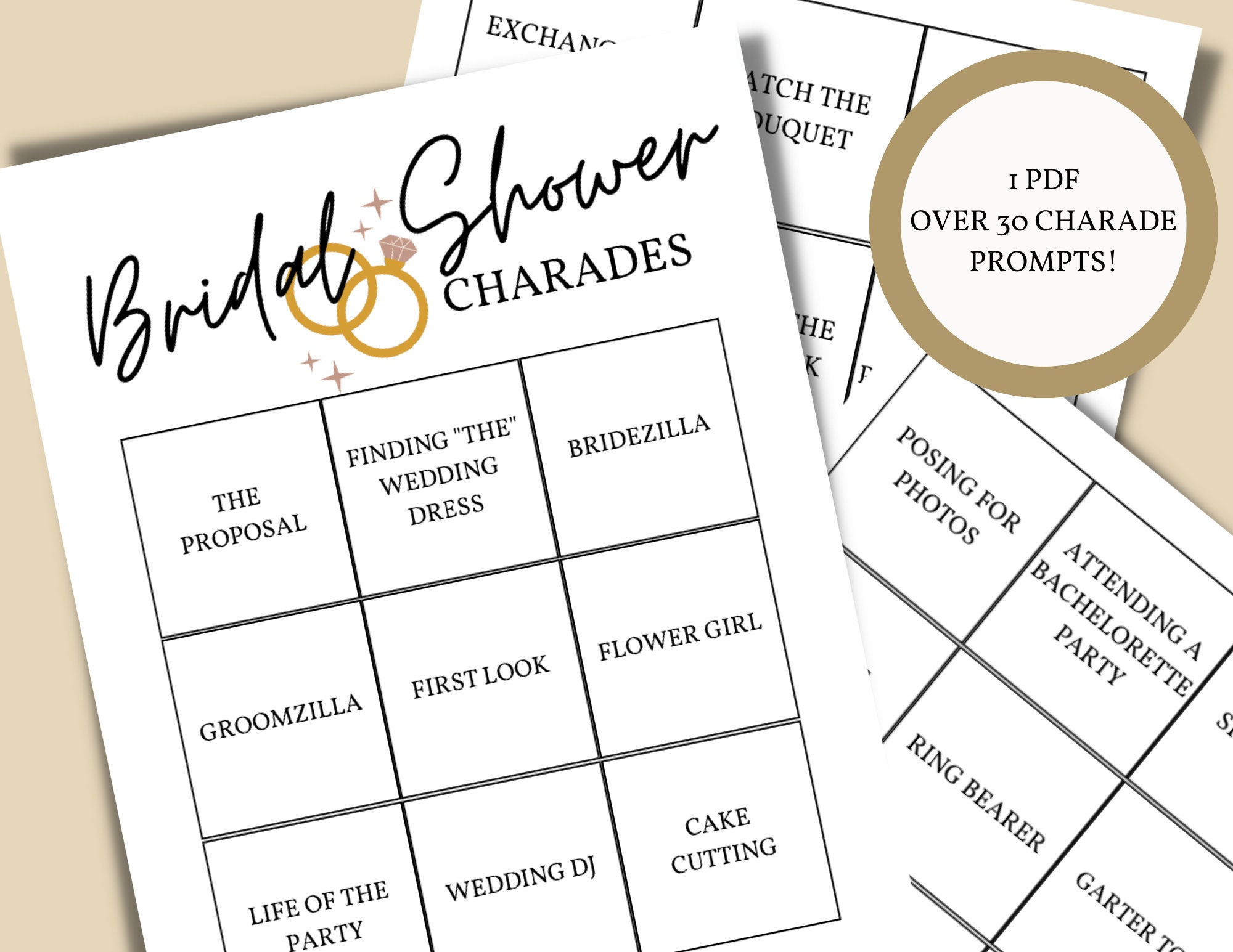 Bridal Shower Charades Game | Printable Wedding Shower Charades ...