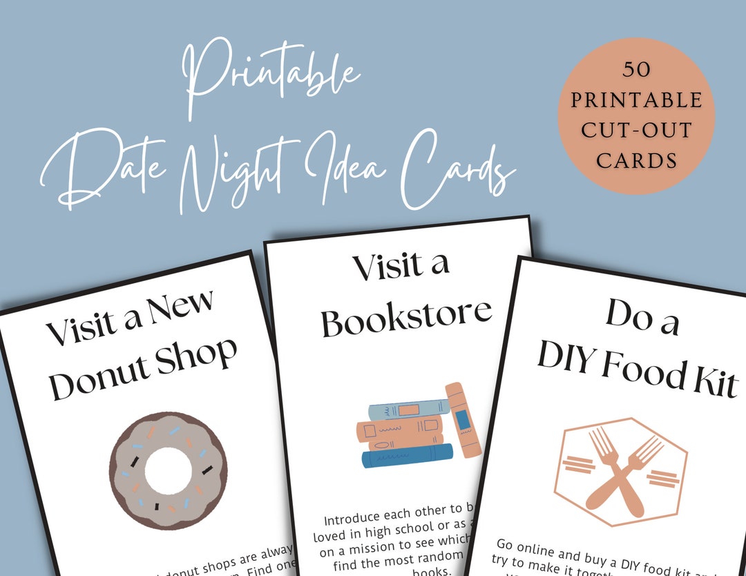Date Night Idea Cards - Printable Cards | Date Idea Cards | Date Jar ...