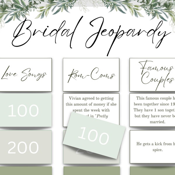 Wedding Shower Jeopardy Board - Etsy