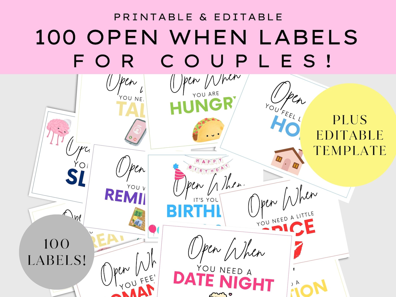 Open When Envelopes for Couples - Open When Labels for Letters for ...
