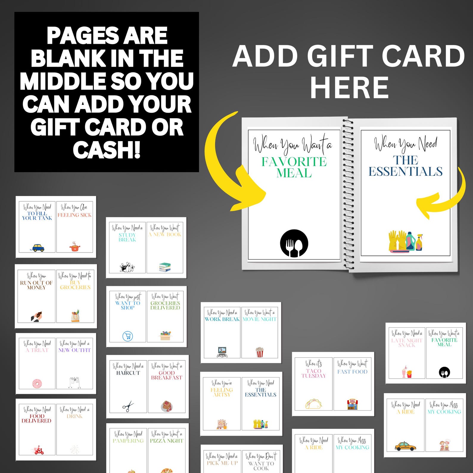 College Survival Kit Gift Card Book Printable, College Graduation ...