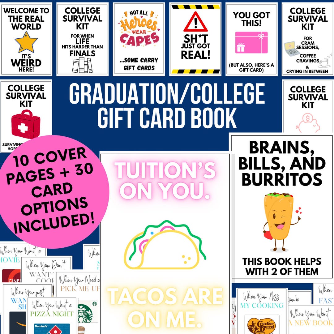 College Survival Kit Graduation Gift Card Book Funny, College Booklet ...