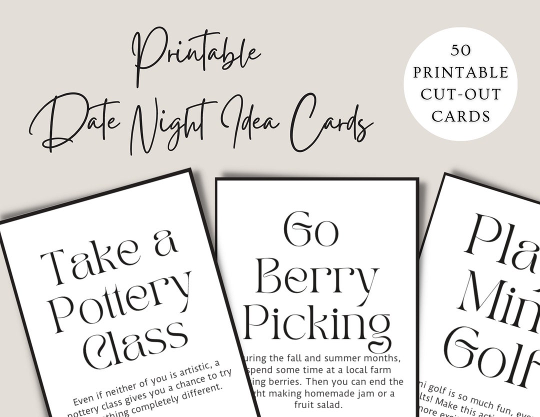 Date Idea Printable Cards - Etsy