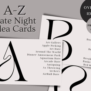 A-Z Alphabet Date Night Idea Printable Cards Minimalist - Etsy