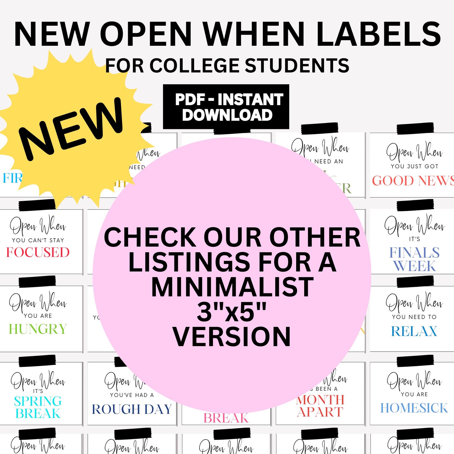 Open When Letter Labels College Students - Open When Envelope Labels ...