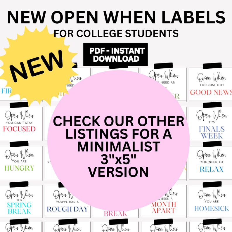 Open When Letter Labels College Students - Open When Envelope Labels ...