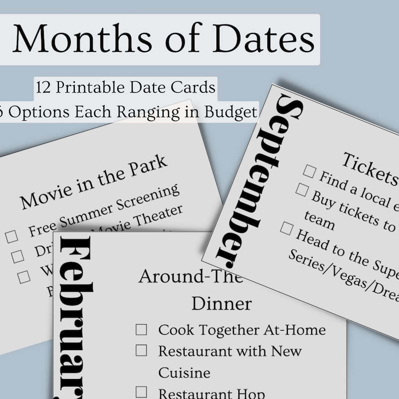 12 Months of Dates Pdf - Etsy