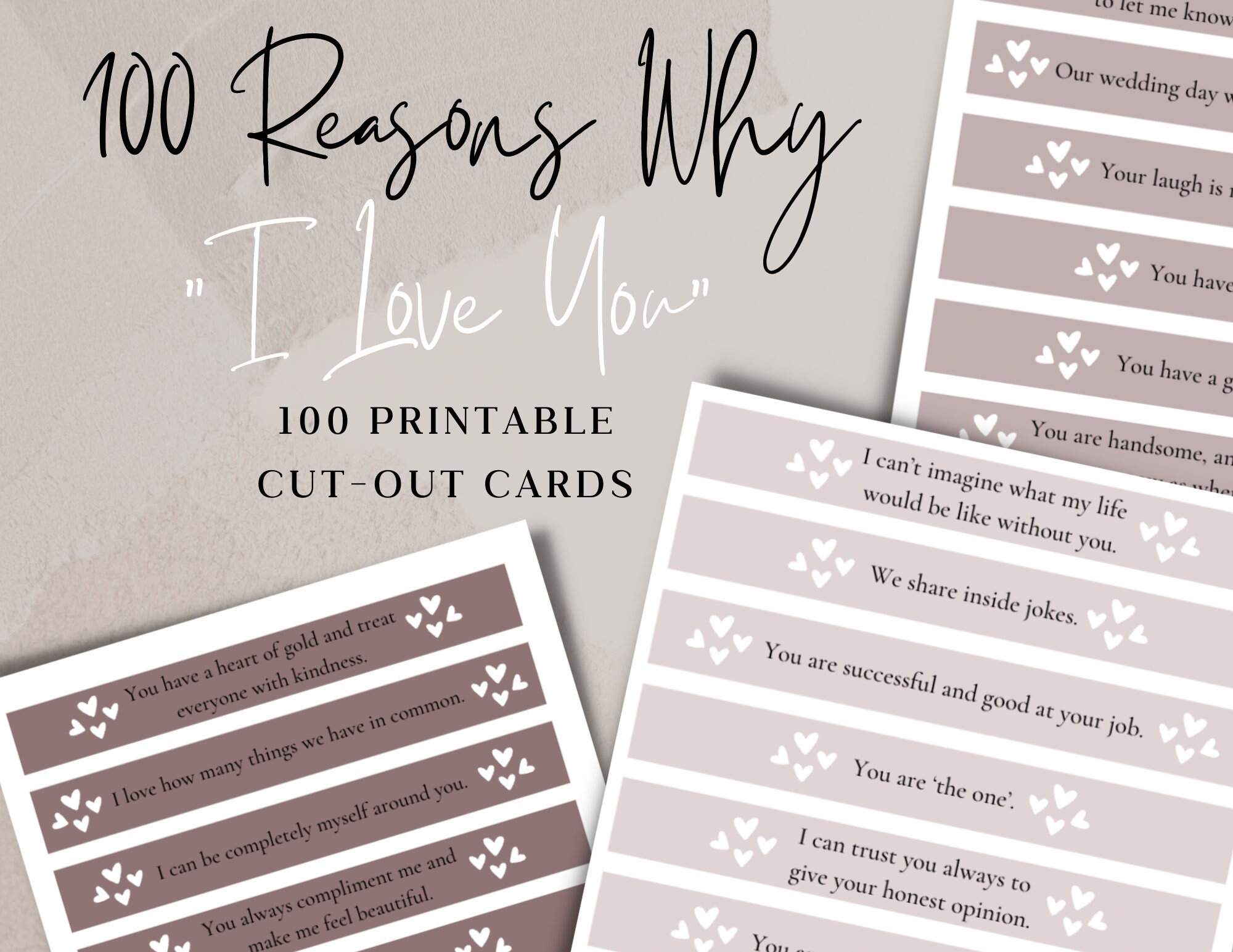 100 Reasons Why I Love You Printable Cards For Jar Reasons I Love You