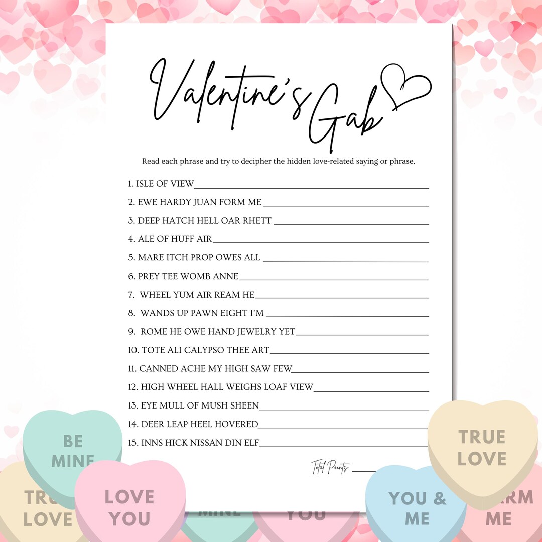 Valentine's Mad Gab Printable Game | Valentine's Day Party Game ...