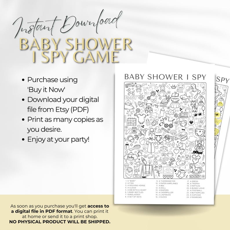 I Spy Baby Shower Game Find the Hidden Object Gender Neutral, Sprinkle ...