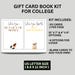 College Survival Kit Gift Card Book Printable, College Graduation ...