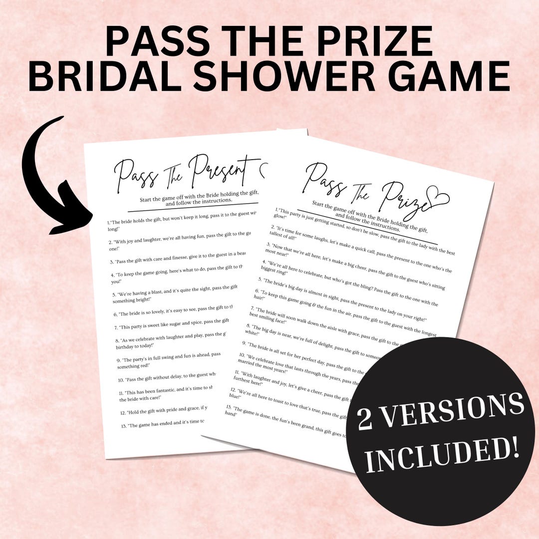 Pass the Gift Bridal Shower Game | Pass the Prize Bridal Shower Game ...