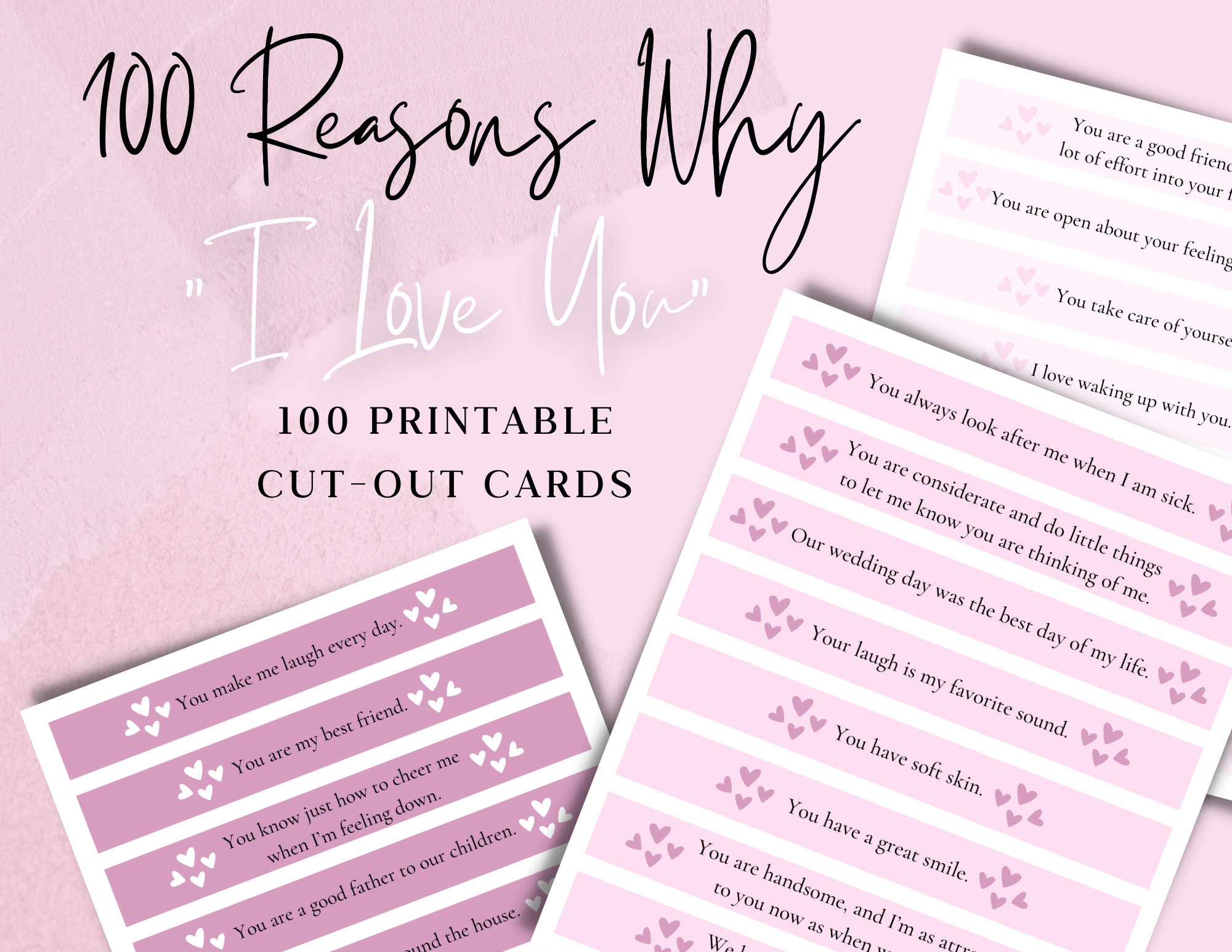 100 Reasons I Love You Printable Cards for Reasons Why I Love You Jar ...