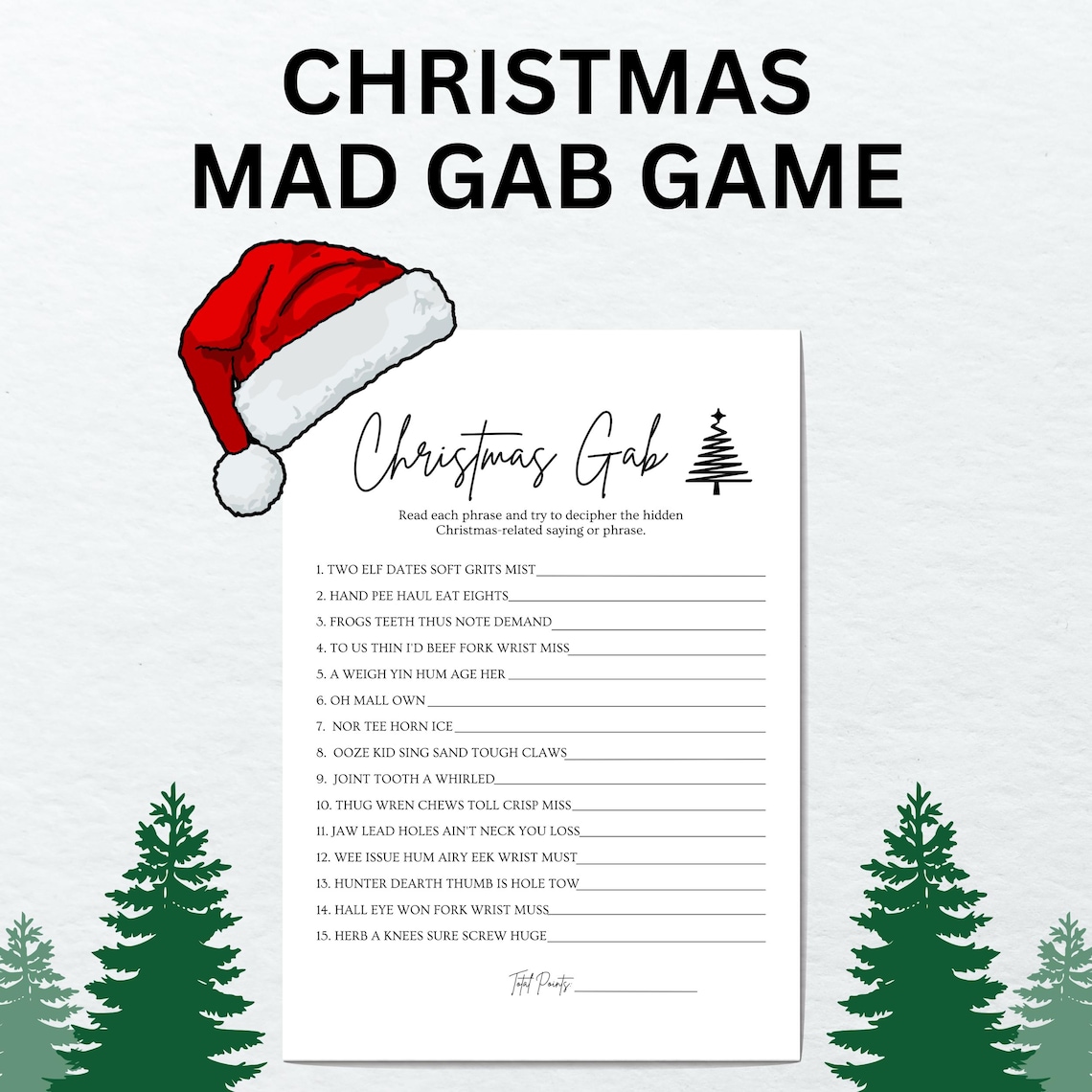 Christmas Mad Gab Game Printable | Funny Christmas Game Printable ...