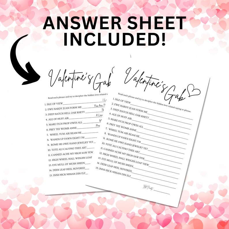 Valentine's Mad Gab Printable Game | Valentine's Day Party Game ...
