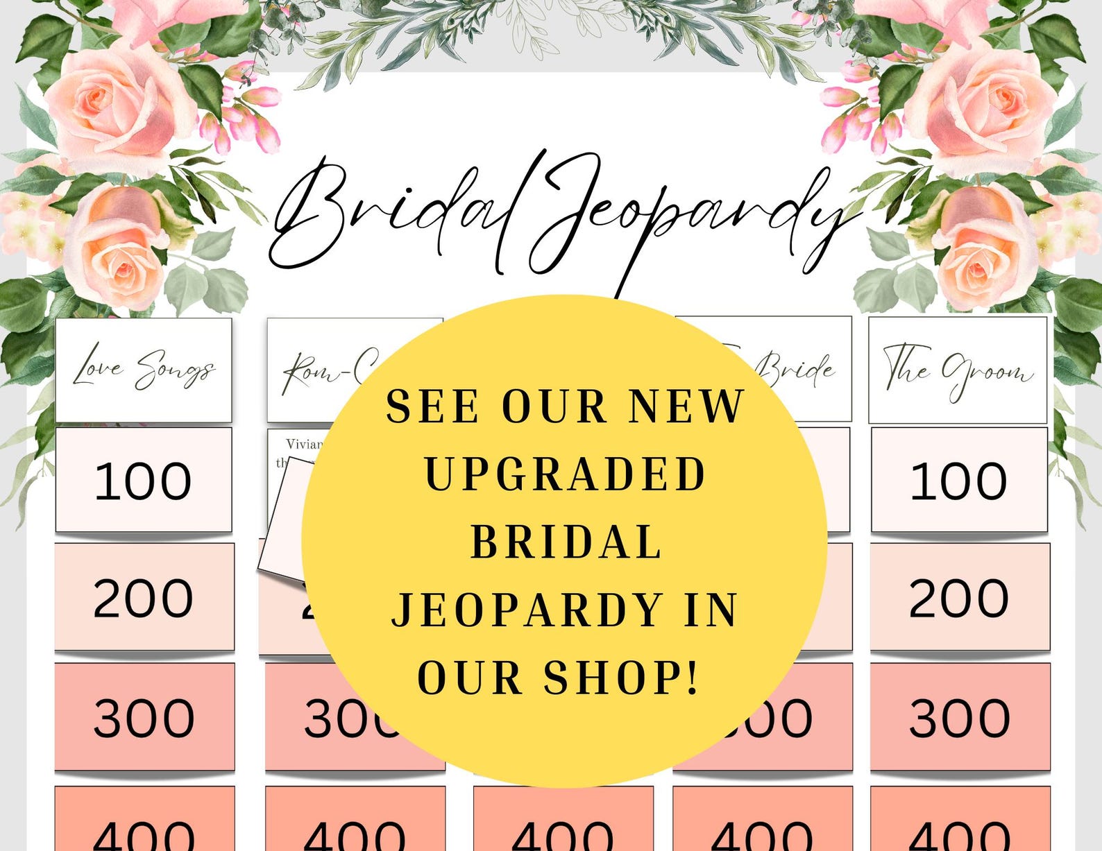 Bridal Shower Jeopardy Printable Game Bachelorette Jeopardy Game Cards ...