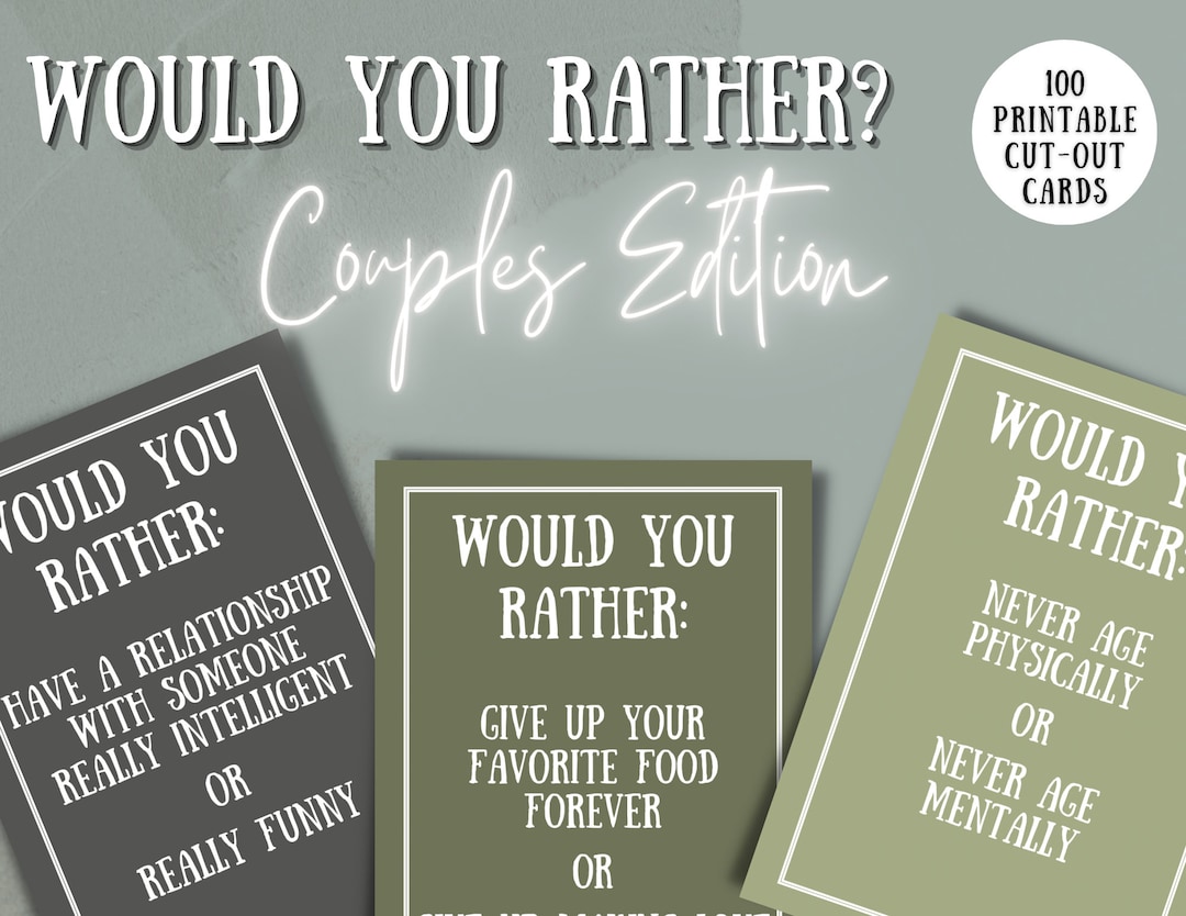 Would You Rather Couples Game | Would You Rather Printable Question ...