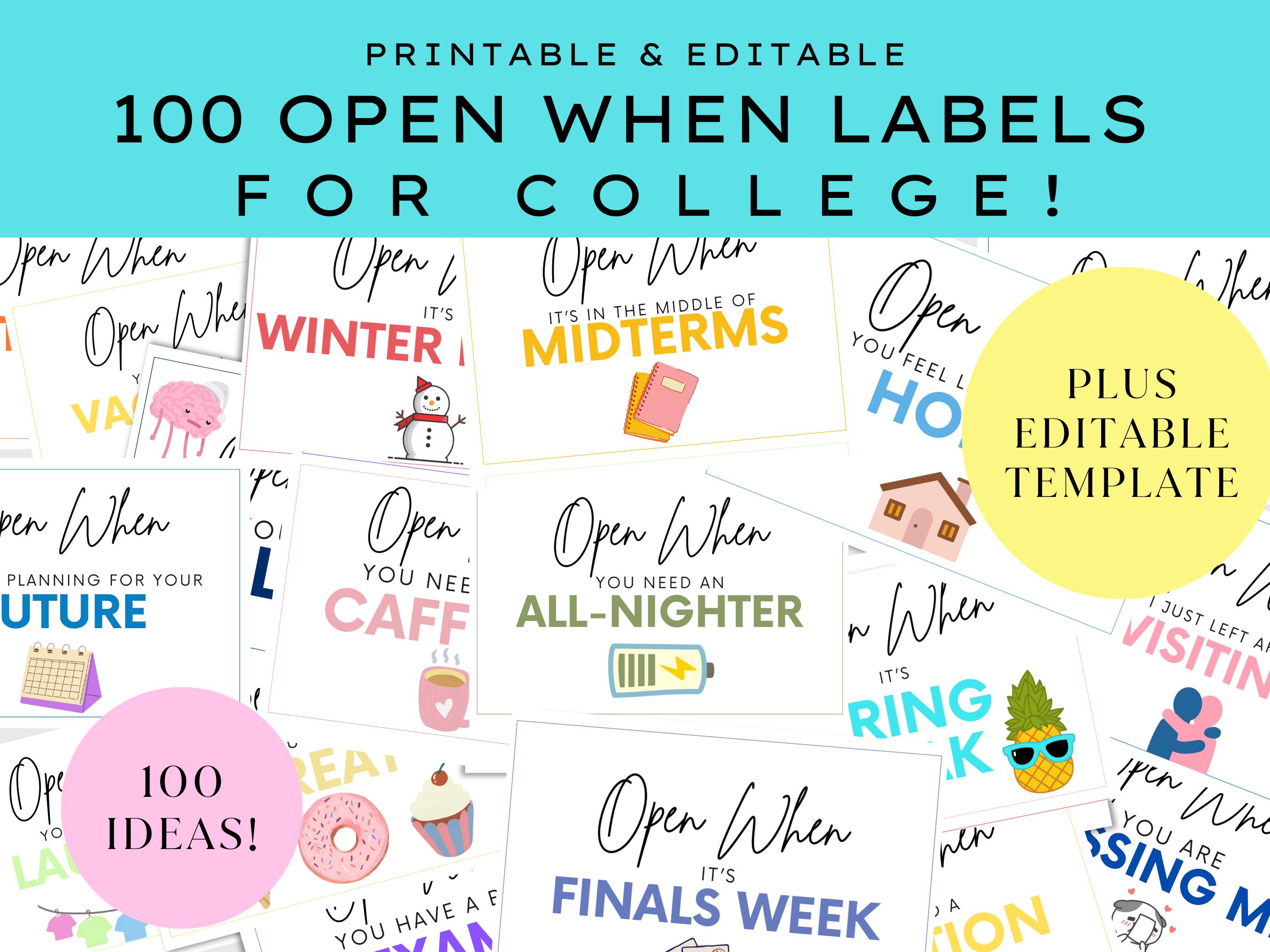 Open When Letter Labels College Students - Open When Envelope Labels ...