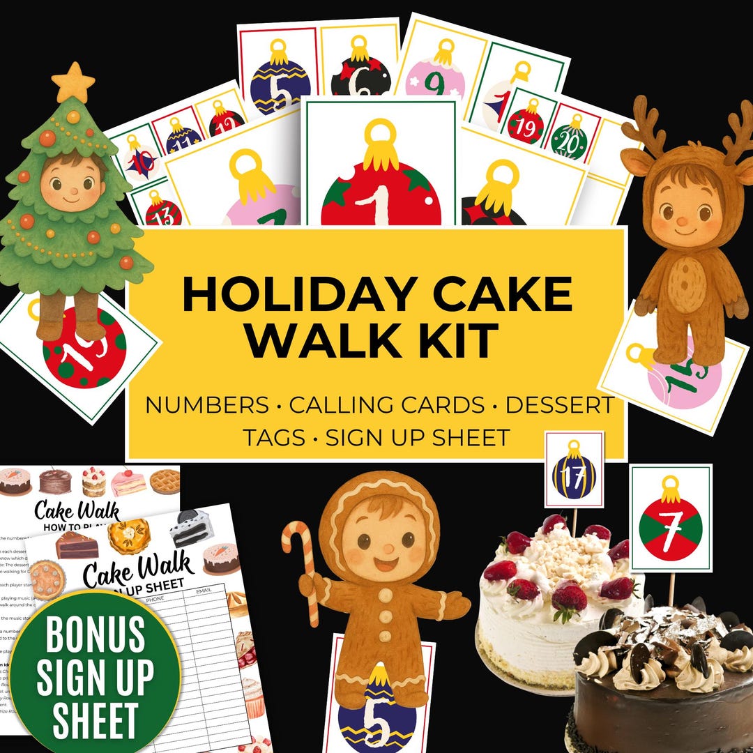Christmas Cake Walk Game Kit Printable, Church Holiday Cake Walk ...