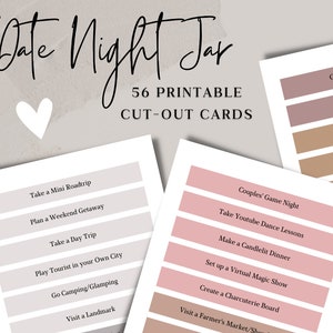 Date Night Jar Printable Date Idea Strips | Date Night Ideas for Date ...