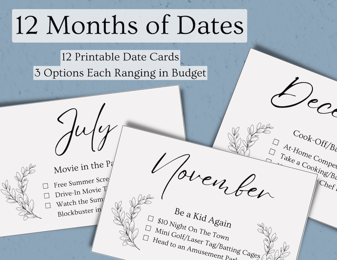 12 Months of Dates Cards With Options | Couples Gift Idea | Gift for ...