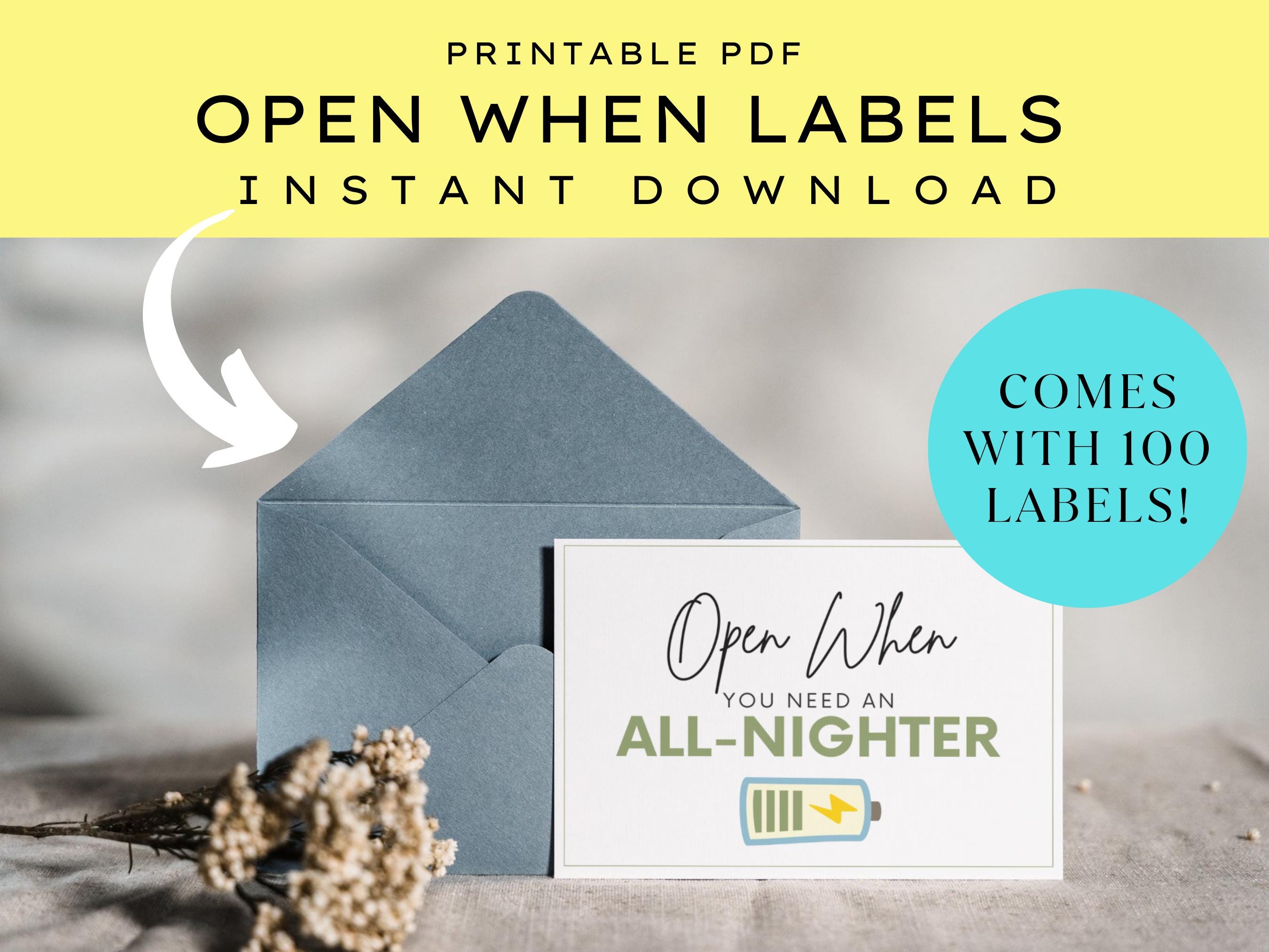 Open When Letter Labels College Students - Open When Envelope Labels ...